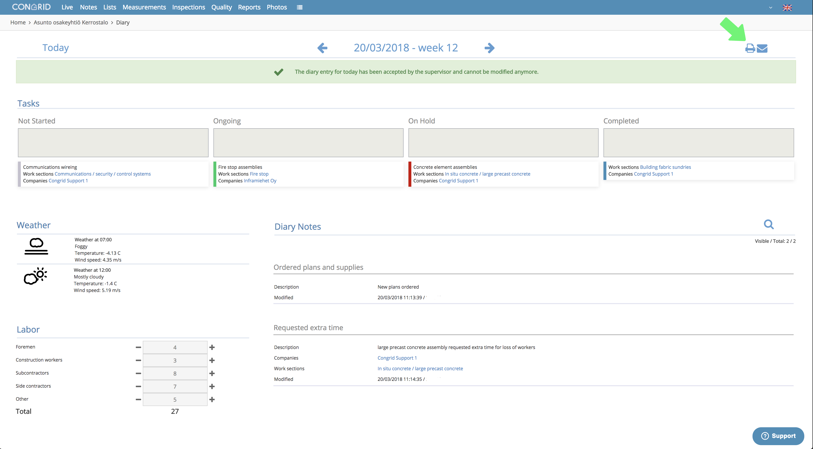 Creating a single worksite diary report – Congrid knowledgebase
