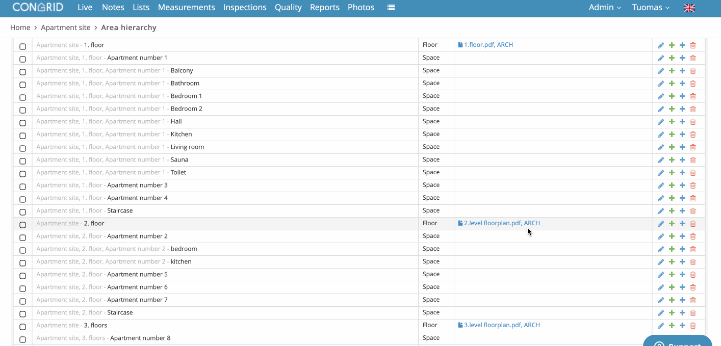 Editing an area hierarchy – Congrid knowledgebase