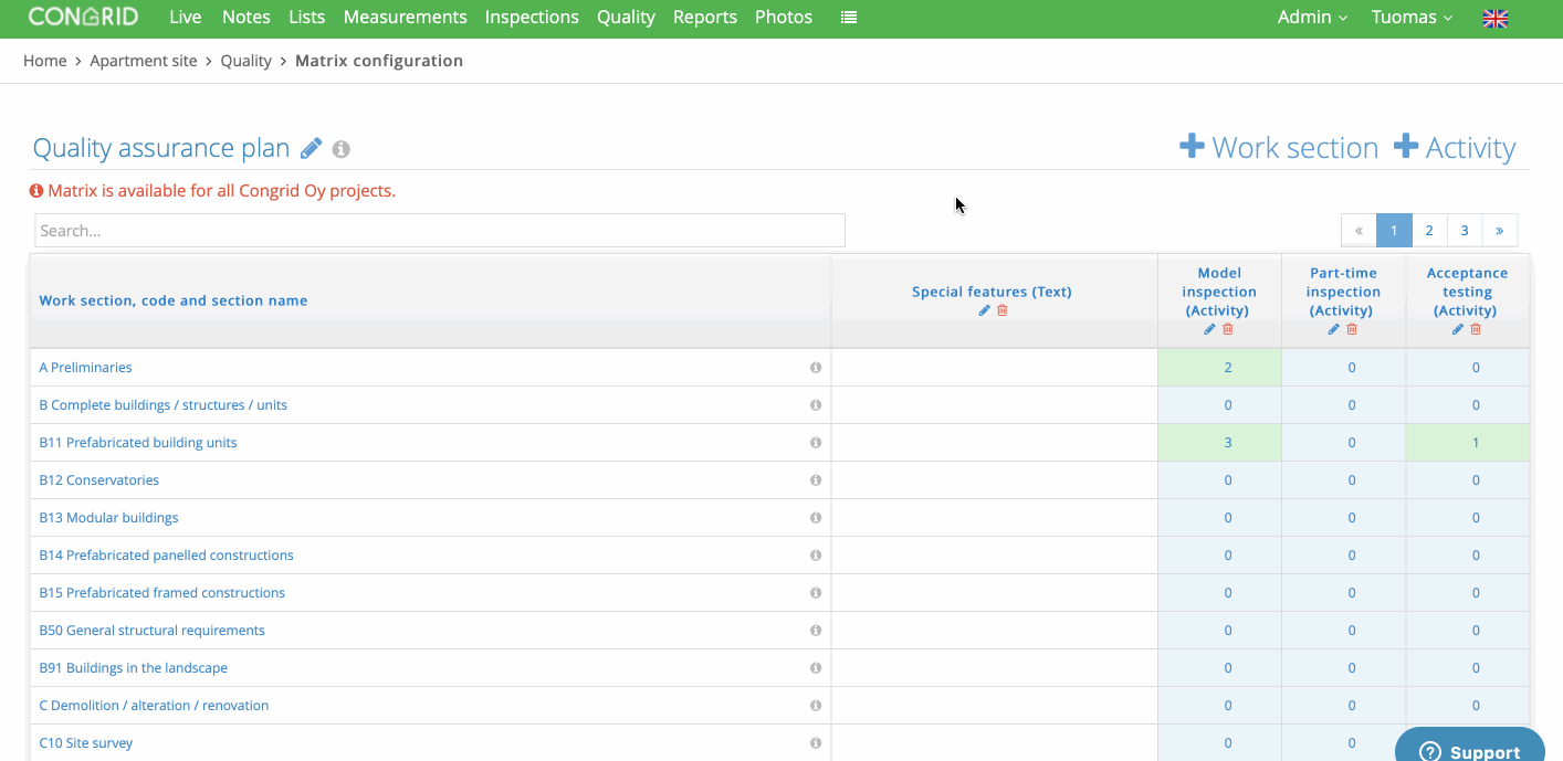 Quality matrix text column – Congrid knowledgebase